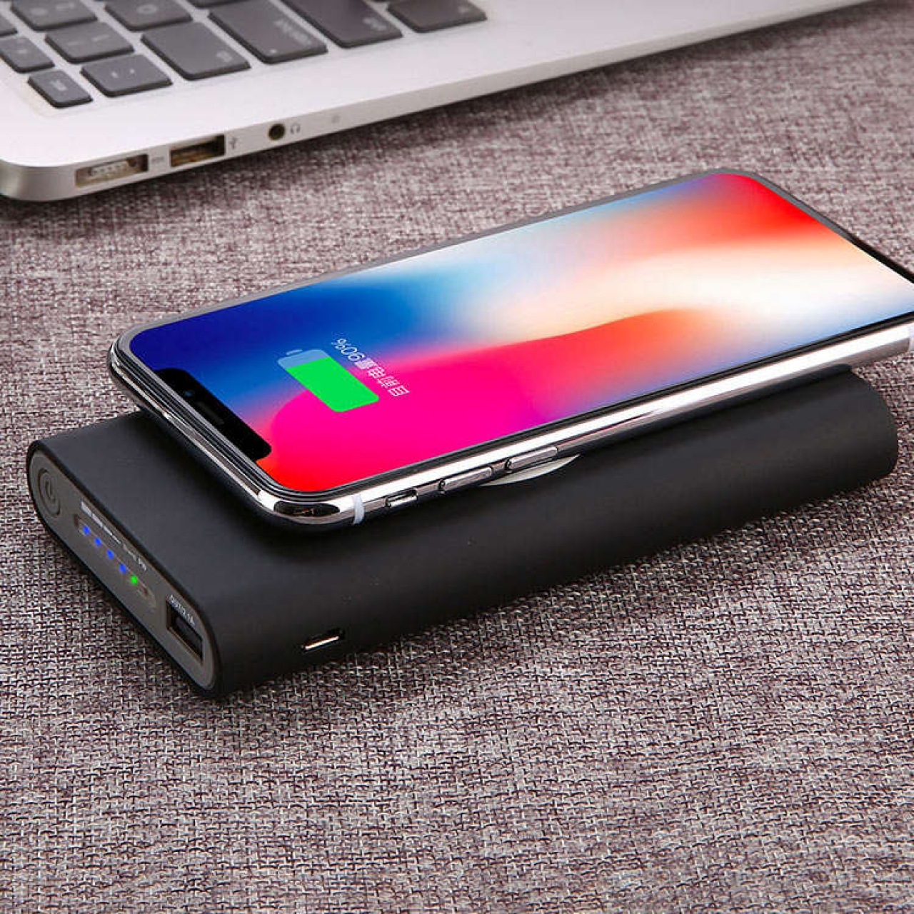 Custom Printed 10000mah Qi-Enabled Power Bank