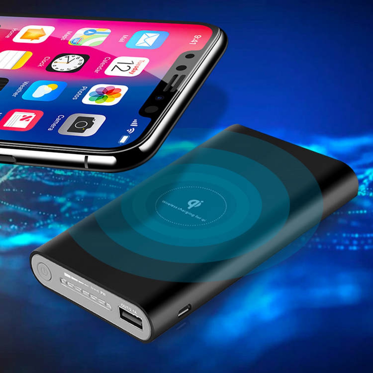Custom Printed 10000mah Qi-Enabled Power Bank